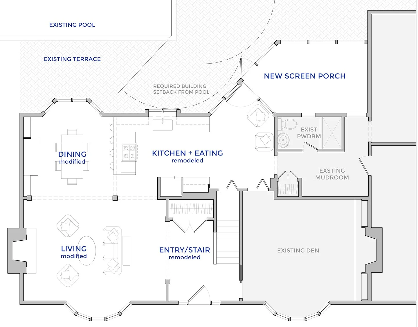 A first floor remodel with a focus on creating a better flow and ...