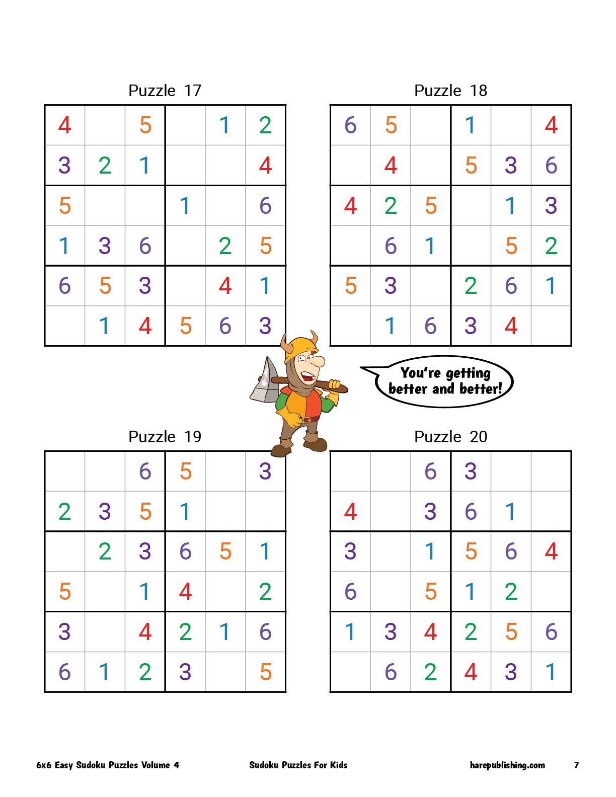 Sudoku Puzzles For Kids: 50 4x4 Easy Sudoku Puzzles Volume 4 — Hare ...