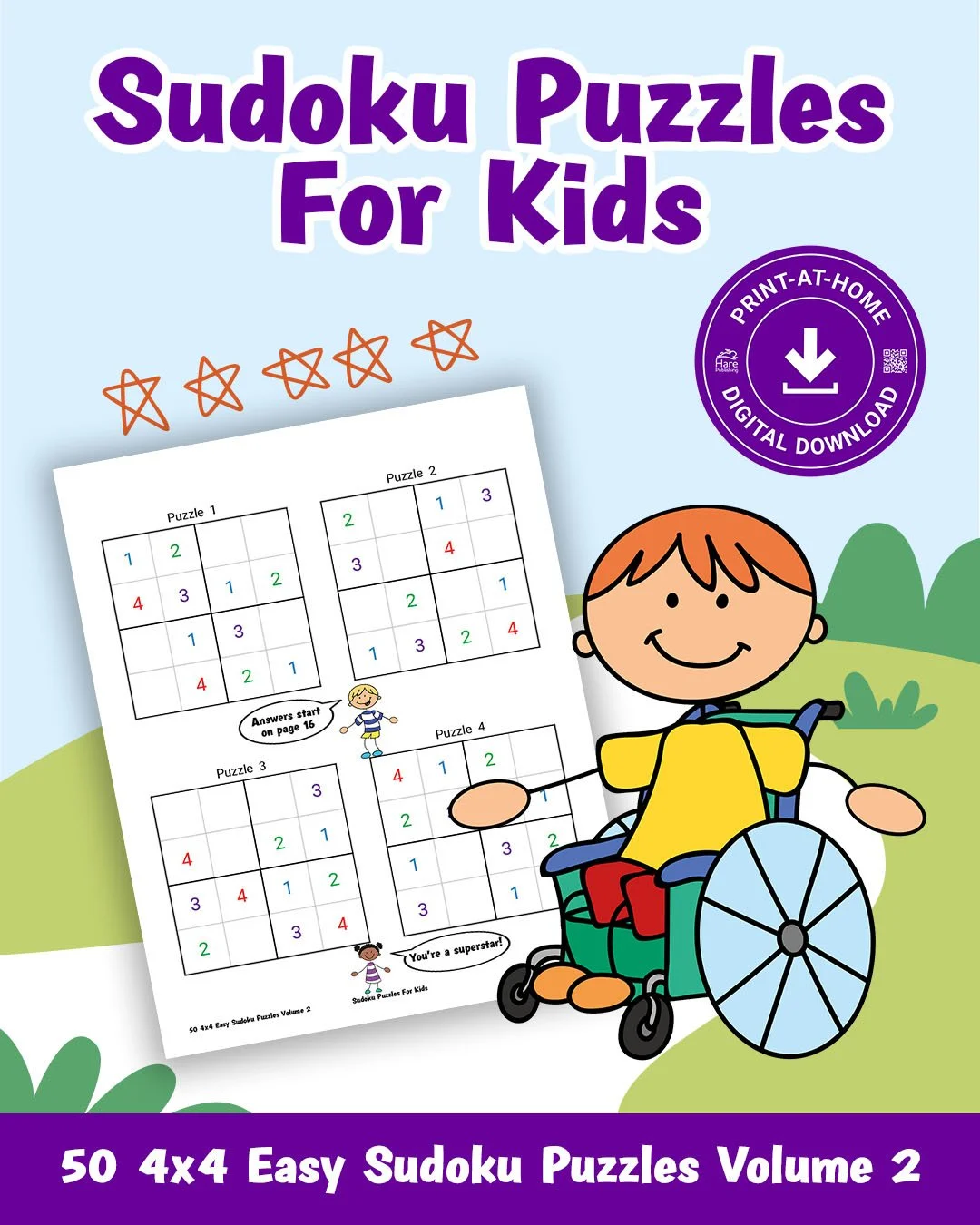 Sudoku Puzzles For Kids: 50 6x6 Easy Sudoku Puzzles Volume 5 — Hare ...