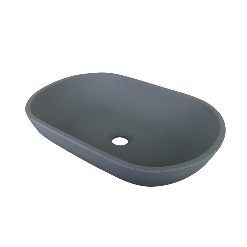 Positano Oval Solid Surface Basin Concrete — castano