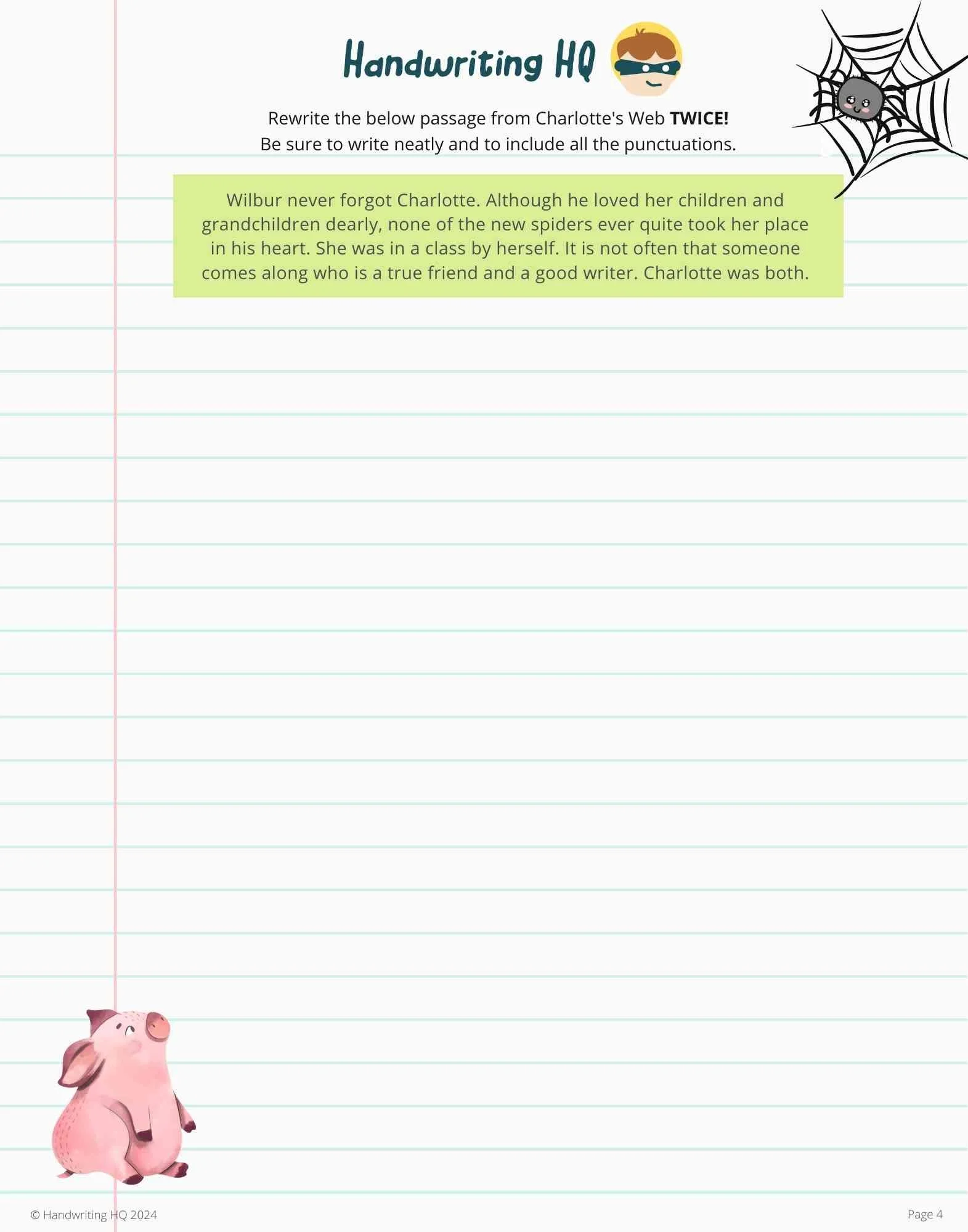 Charlotte's Web: Book Summary & Printables (Free PDF) — Handwriting HQ