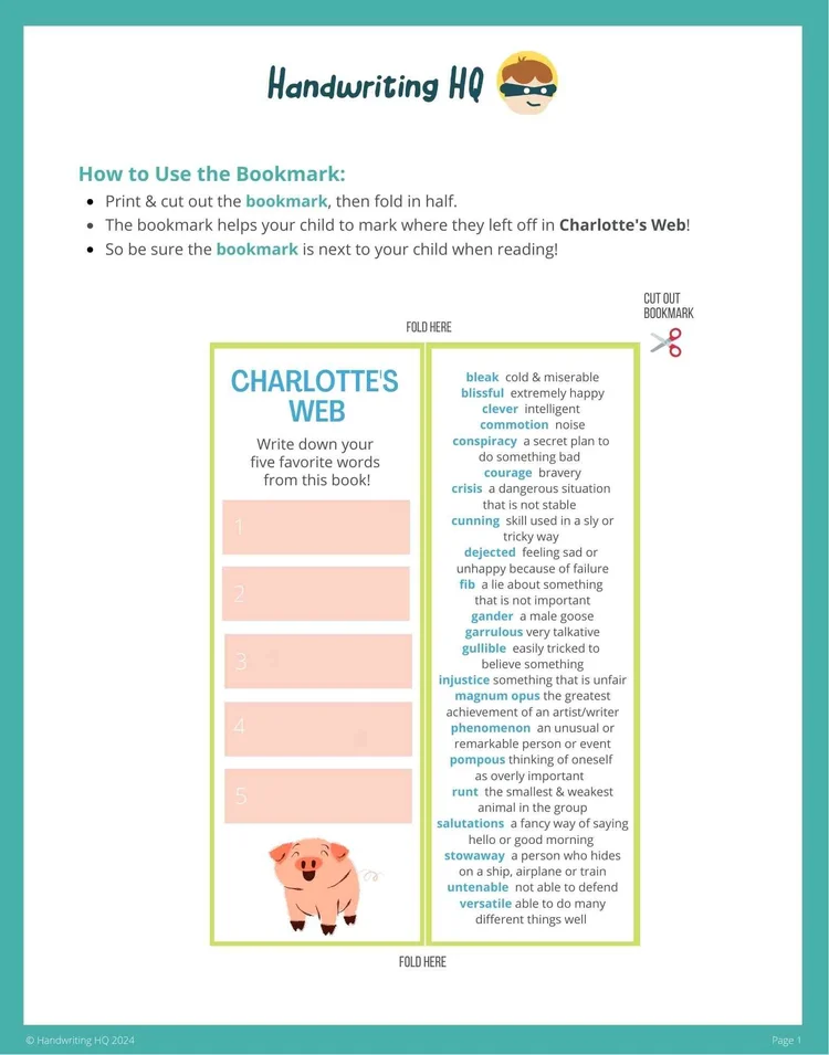 Charlotte's Web: Book Summary & Printables (Free PDF) — Handwriting HQ