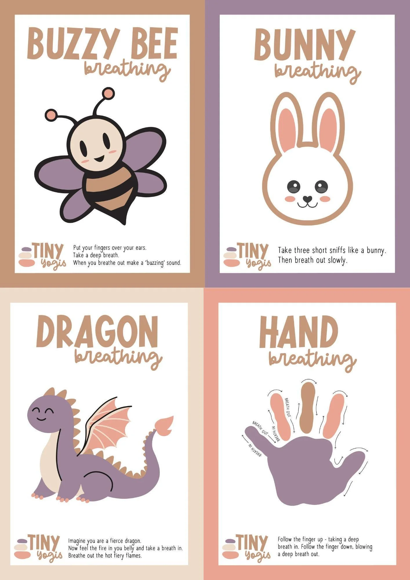 5 fun breathing cards for kids. Printable mindfulness activities to ...