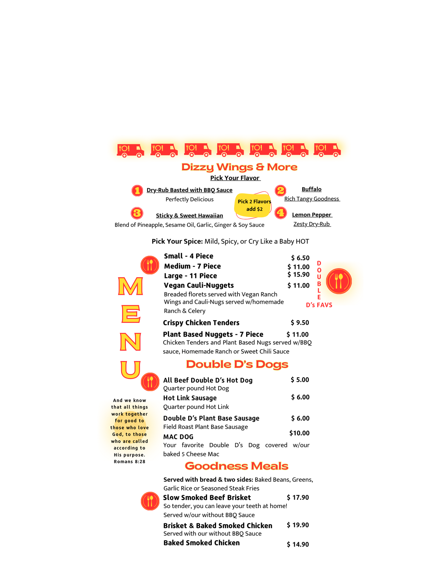 Menu 1 — Double D's Wings, Dogs & Goodness