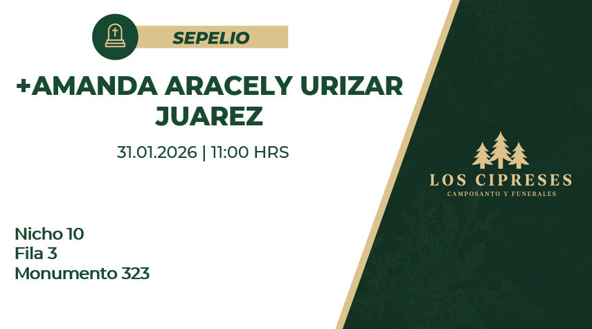 Amanda Aracely Urizar Juarez — Los Cipreses - Camposanto y Funerales