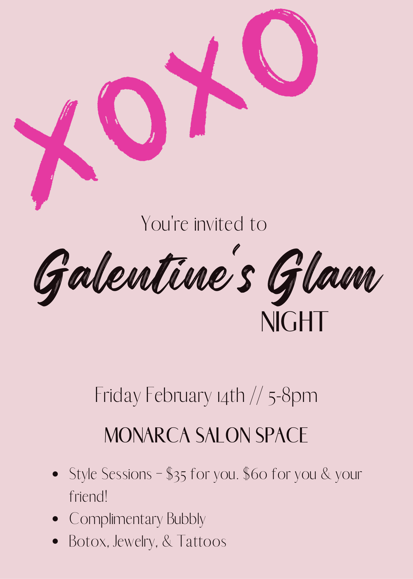 Galentine's Glam Night (1 Style Session) — MONARCA