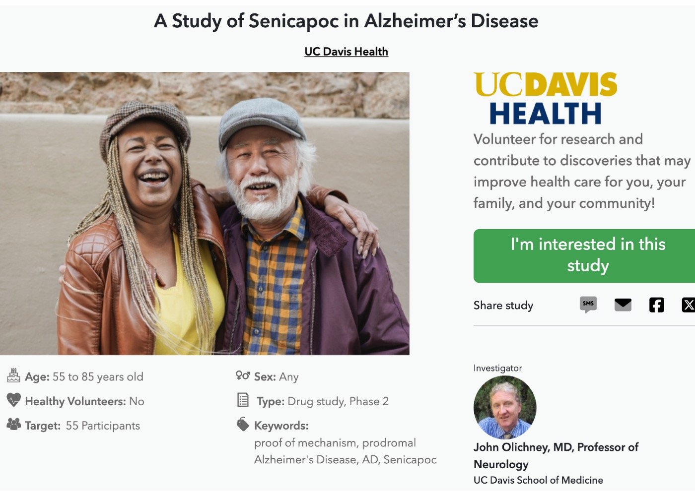 UC Davis Alzheimer’s Disease Research Center Seeks to Understand, Slow ...