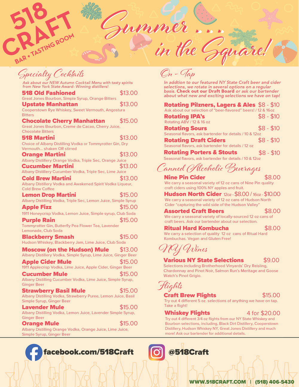 Menu — 518 Craft Beer & Specialty Cocktail Bar