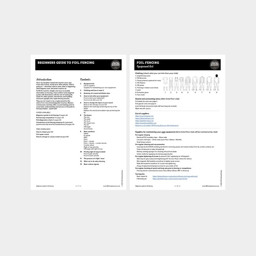 Beginners guide to foil fencing – 22 pages A4 — KR Fencing Armoury
