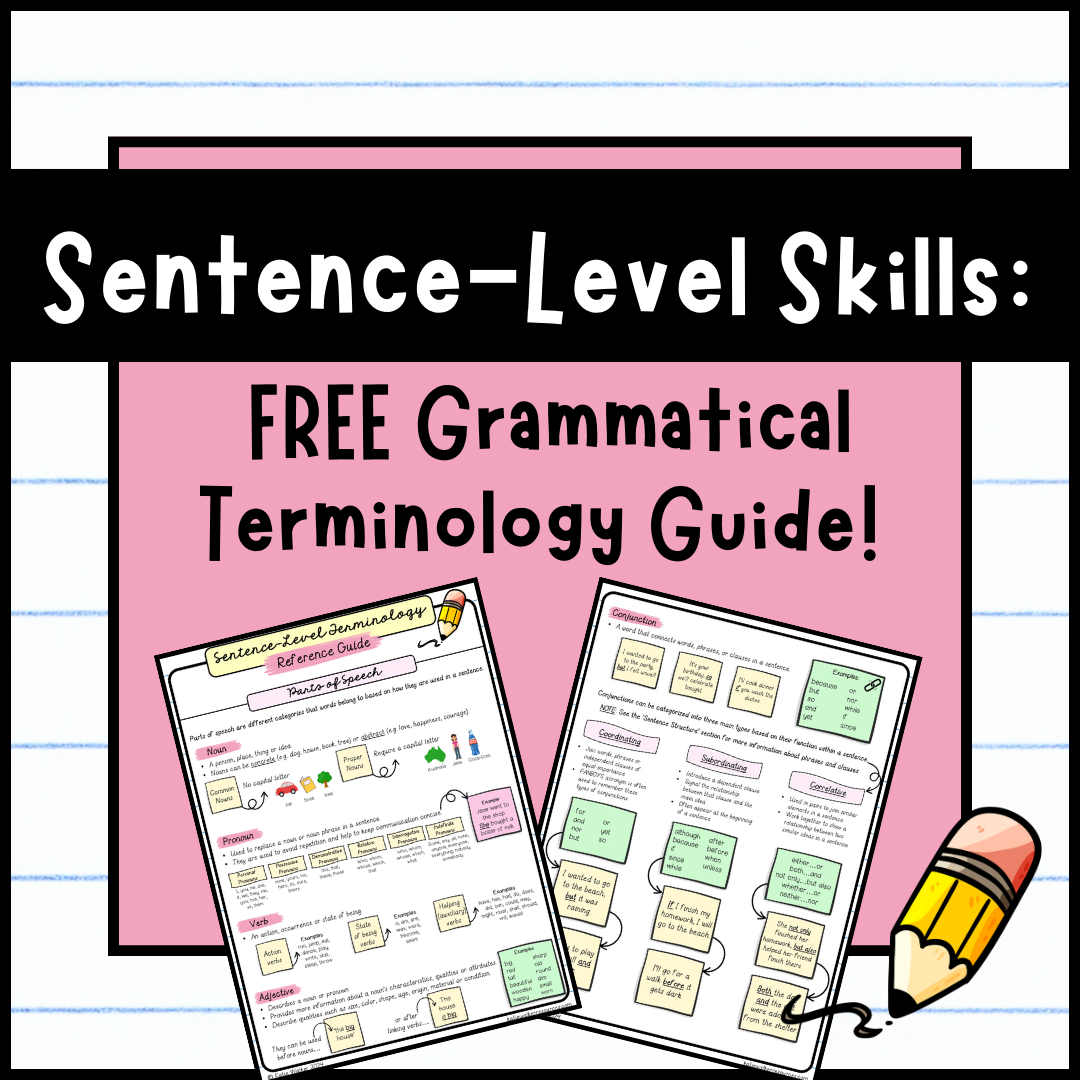 Sentence-Level Skills: Free Grammatical Terminology Guide! — Katie ...