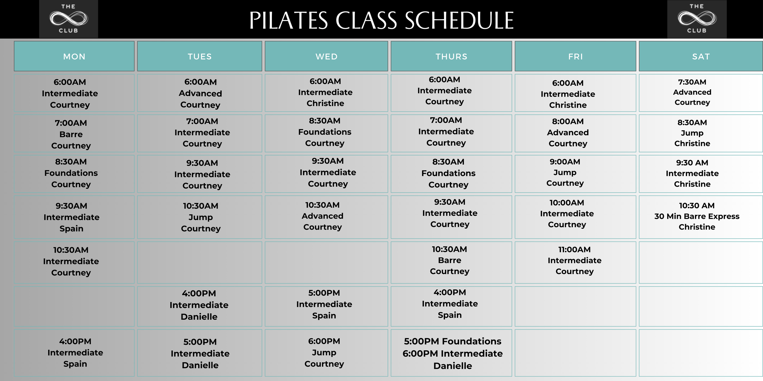 Class Schedules — The Infinity Club | Mahwah New Jersey