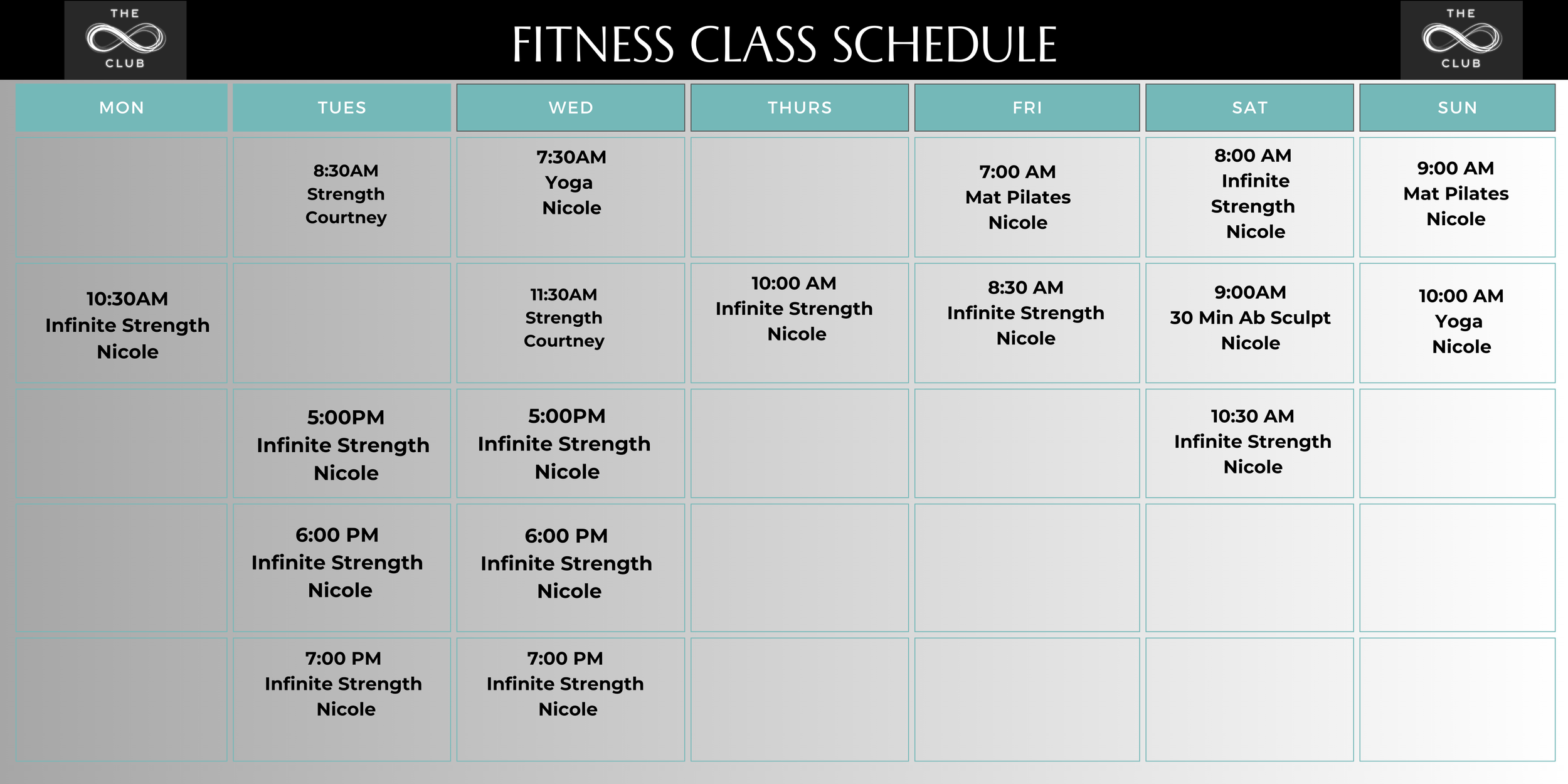 Class Schedules — The Infinity Club | Mahwah New Jersey