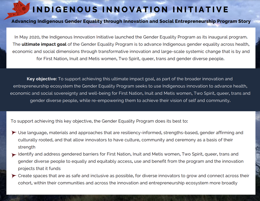 Gender Equality Program resources — Indigenous Innovation Initiative