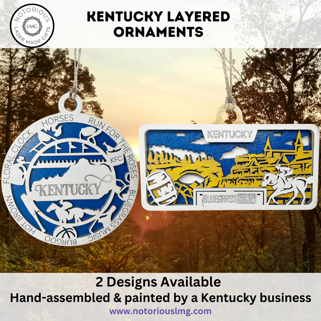 Kentucky Personalized License Plate Ornament — Notorious Laser Made Gifts