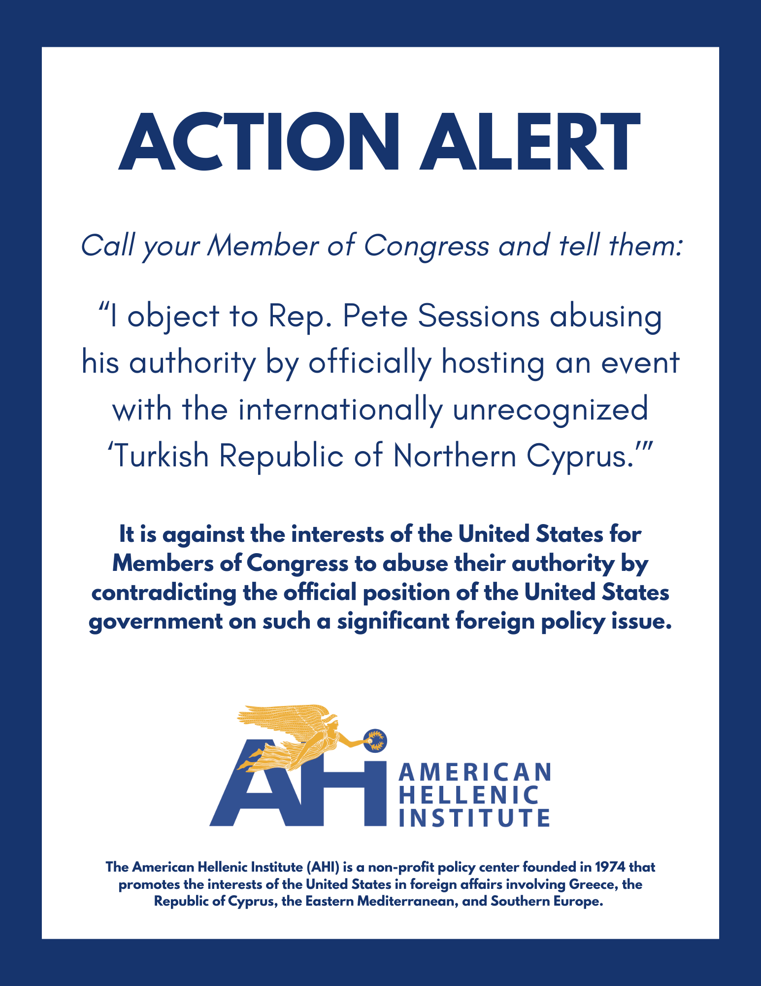 ACTION ALERT: Objection to Rep. Sessions Hosting Event With ...