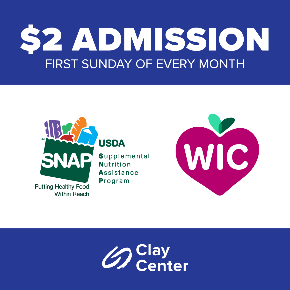 $2 Admission for SNAP & WIC Participants — Clay Center