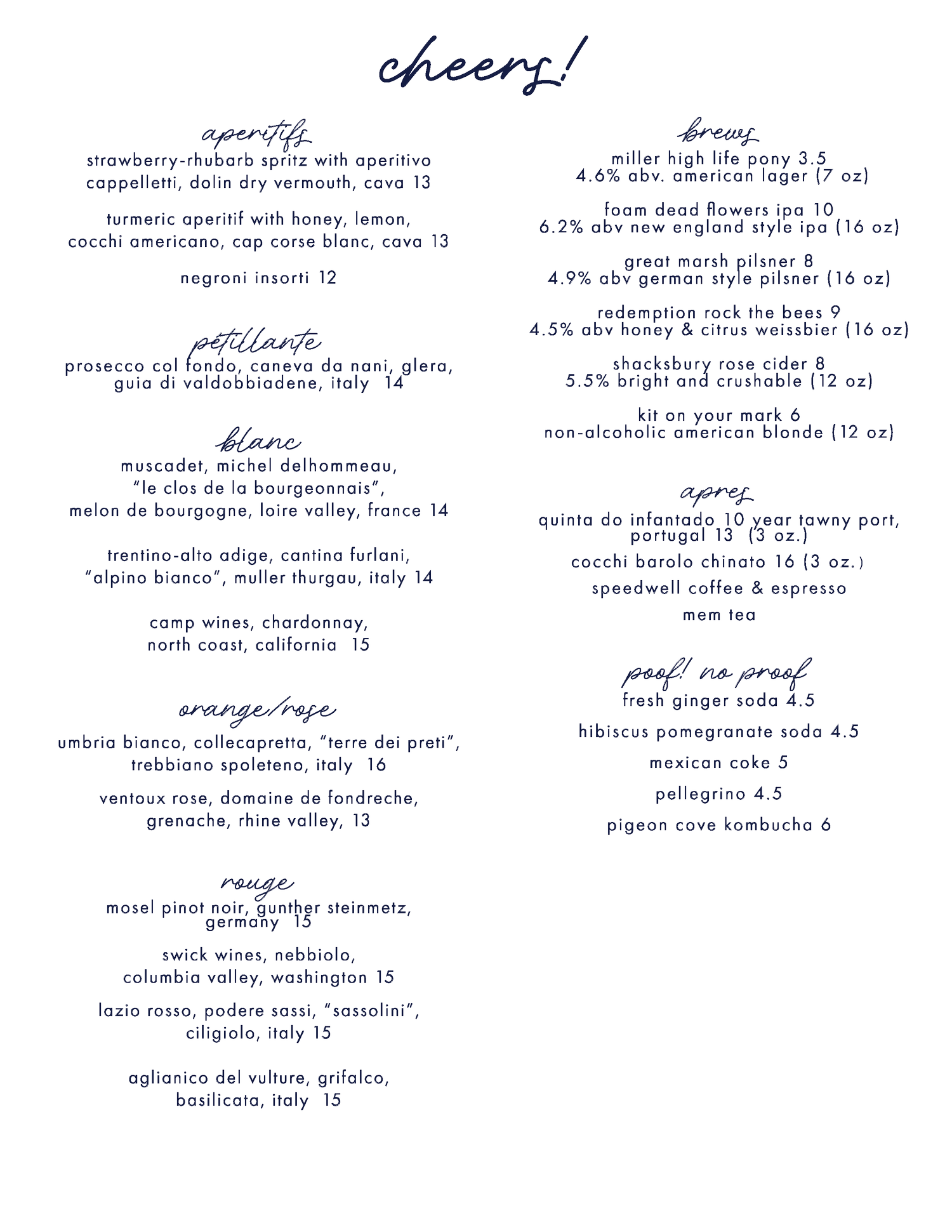 menu — Enchanté