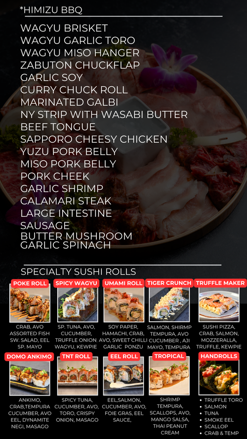 Menu — Himizu Modern Japanese Fusion