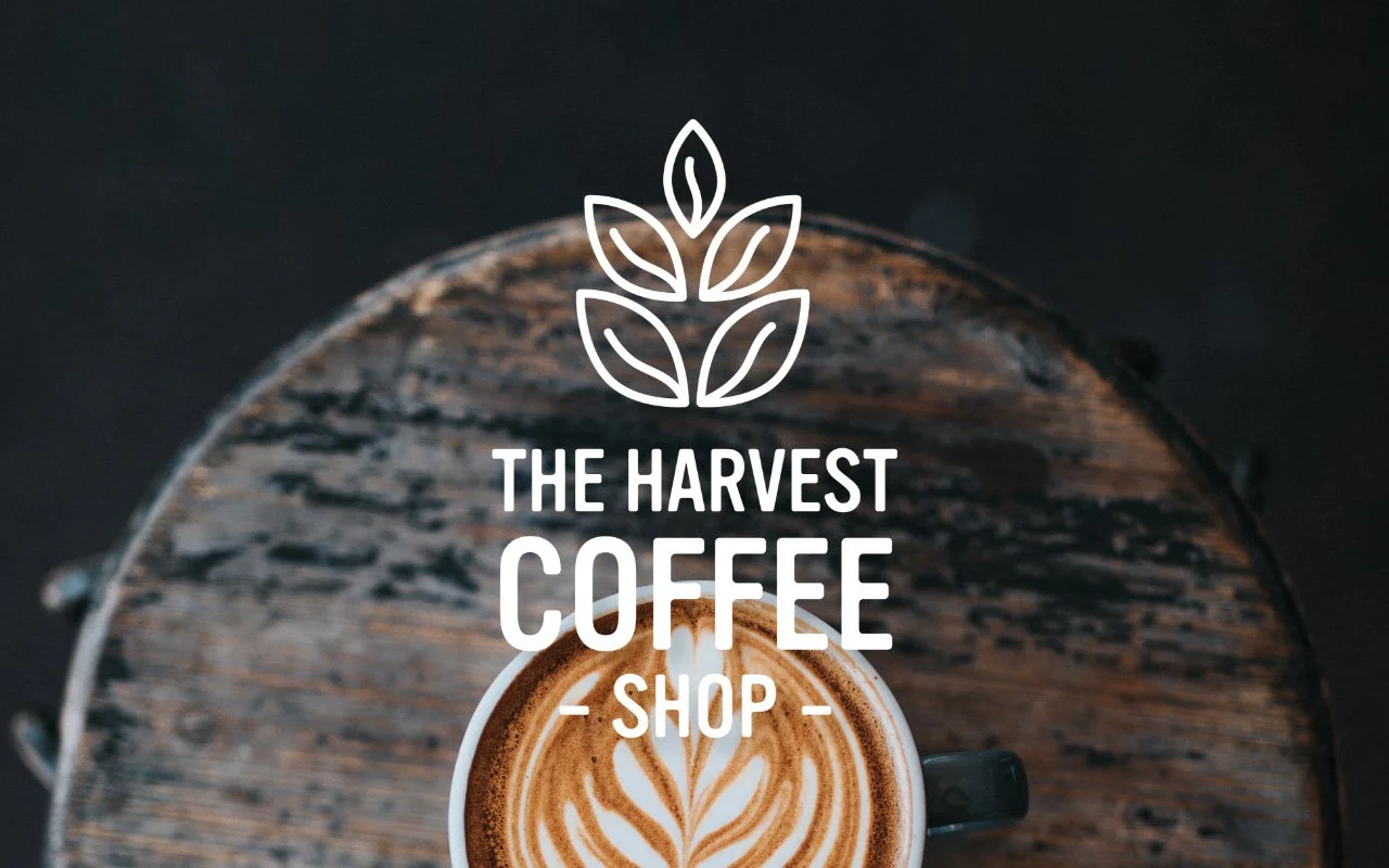 The Harvest Coffee Shop logo and branding design — Sarah Fisher graphic design portfolio