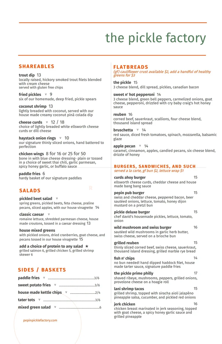 MENUS | Discover Delicious Menus Today — The Pickle Factory