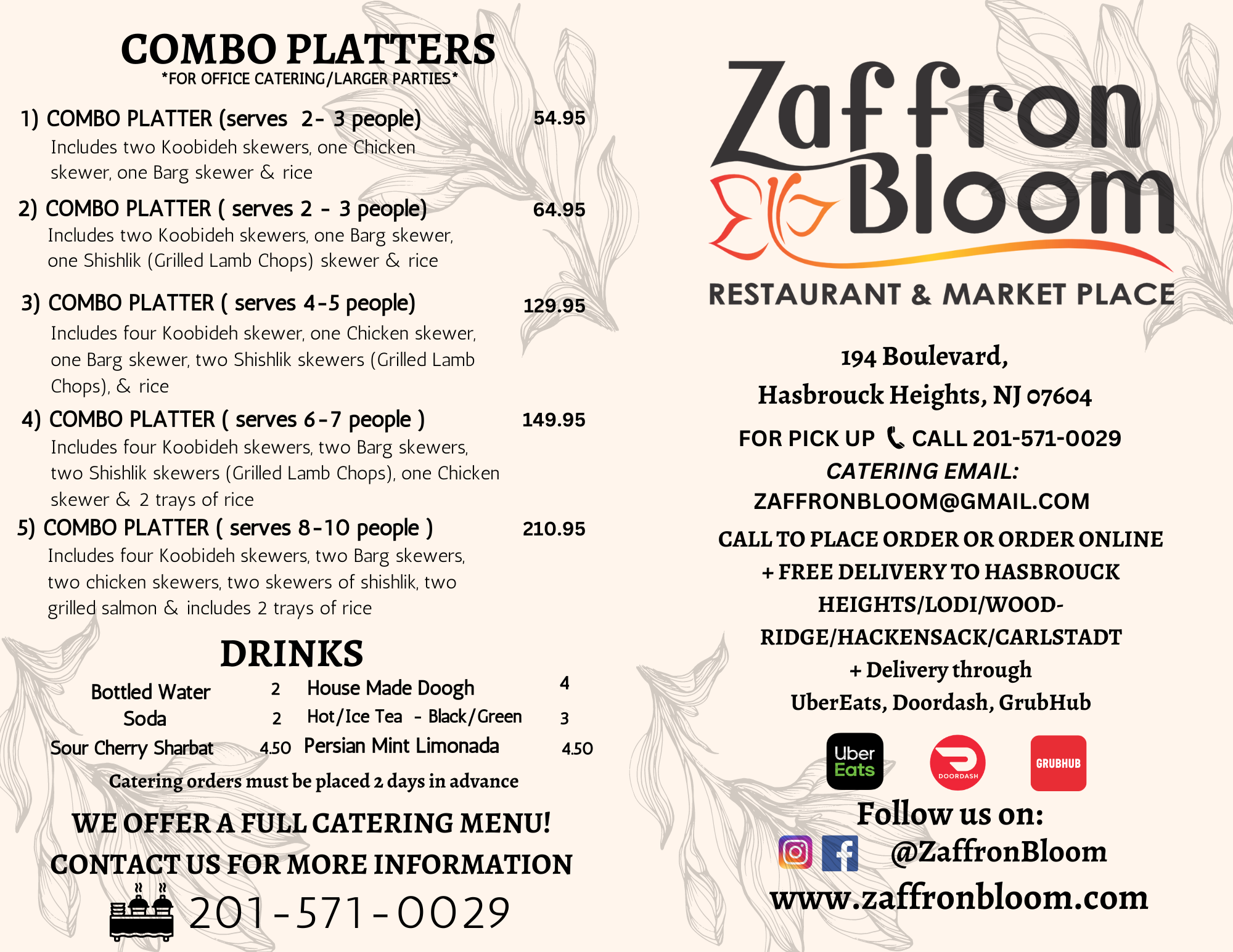 Menu — ZAFFRON BLOOM