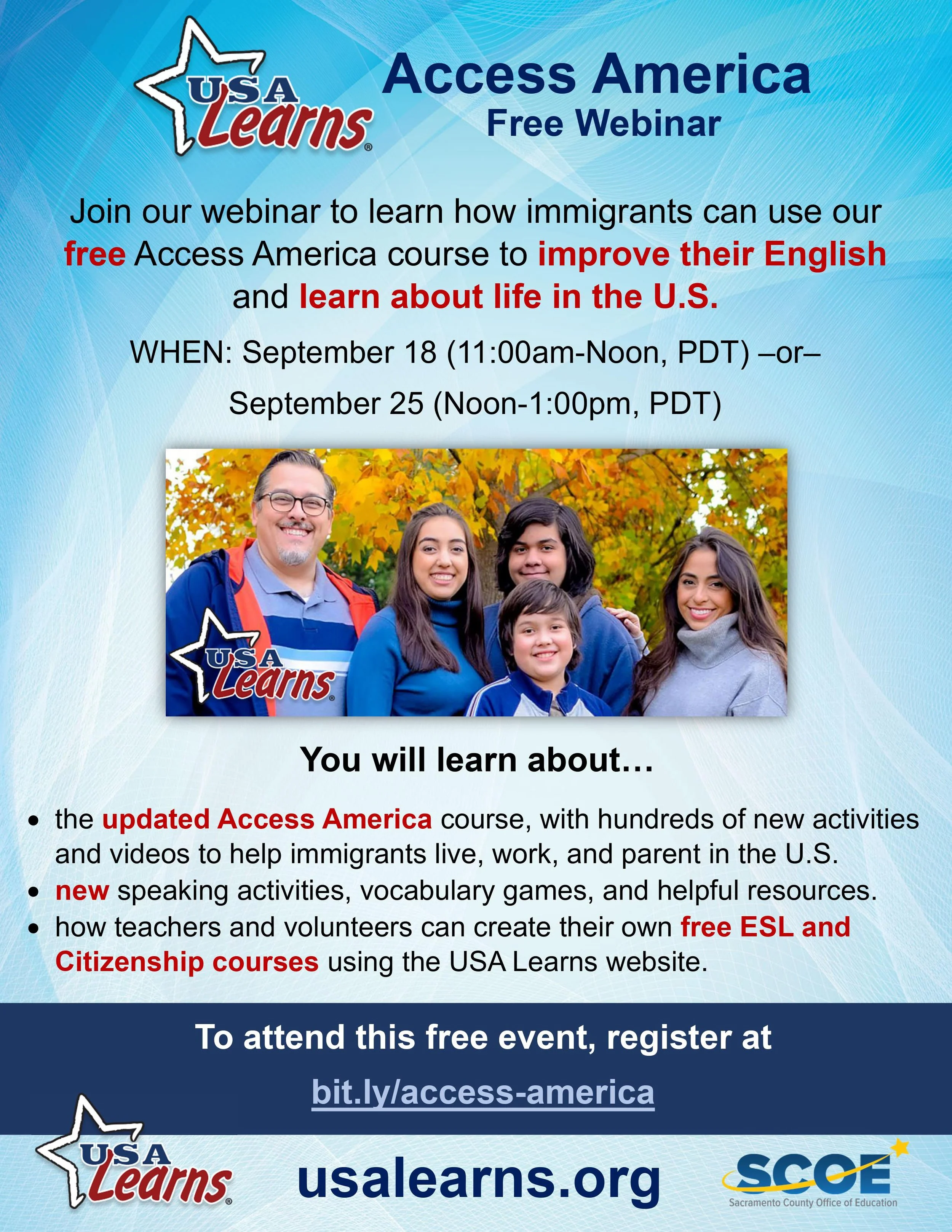 USA Learns - Access America Webinars — Center for Immigrant and Refugee ...