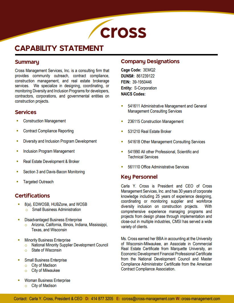 Capabilities — Cross Management Services
