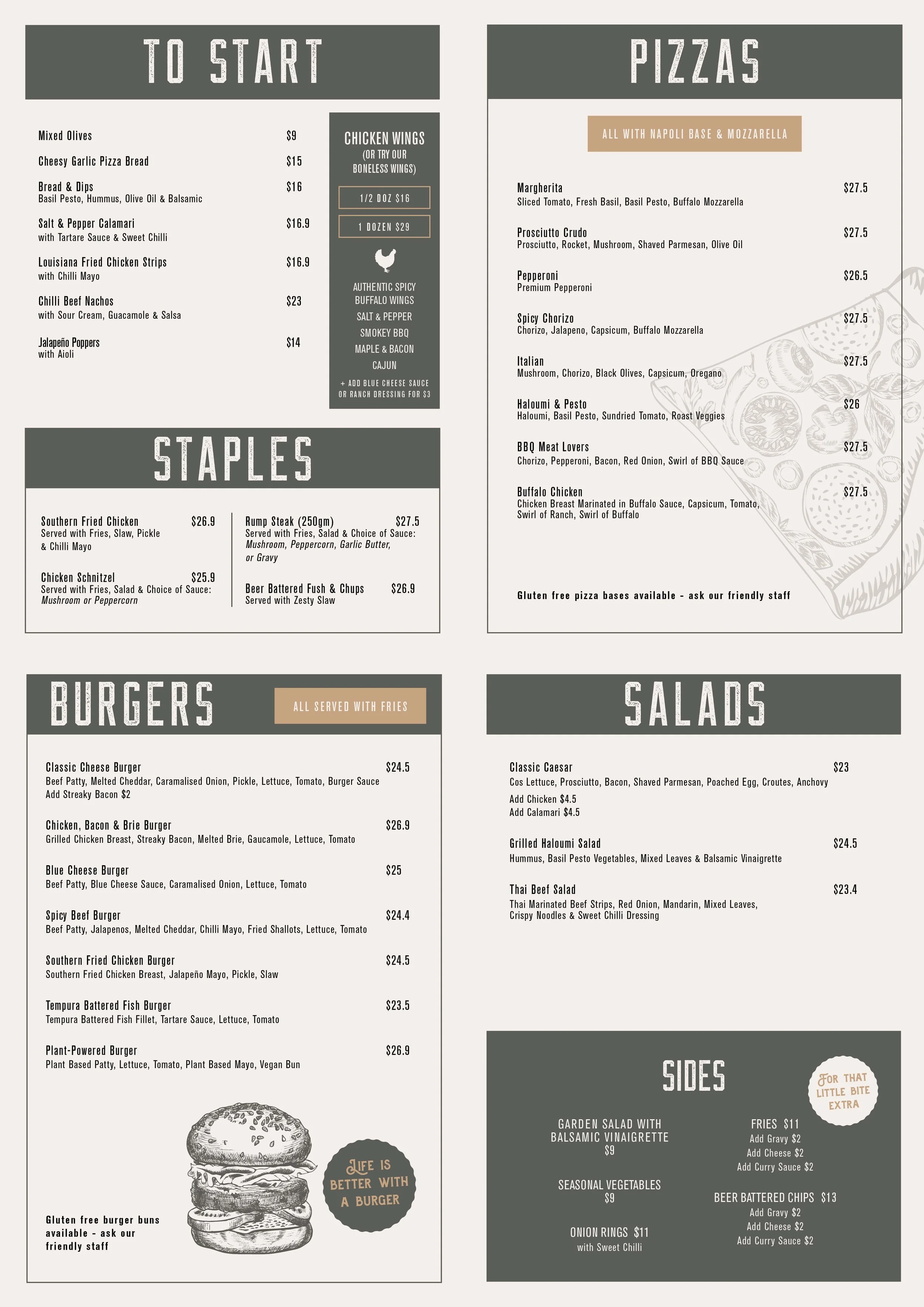 Menu — Stonefields Public House
