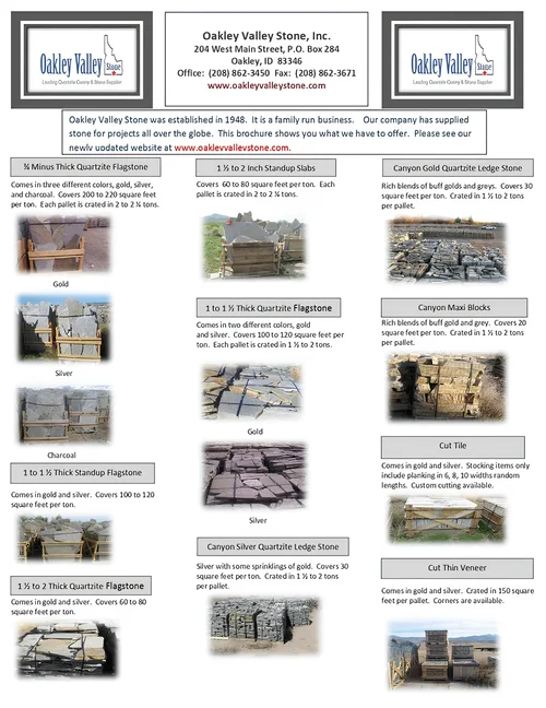 Brochures — Oakley Valley Stone
