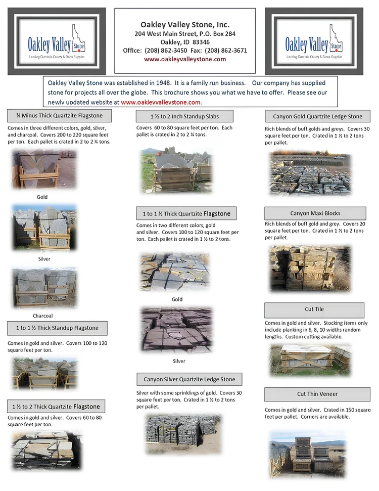 Brochures — Oakley Valley Stone