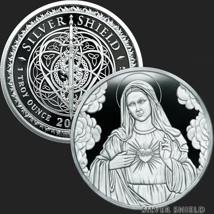 The Immaculate Heart of Mary Silver Round | Silver Shield Collection