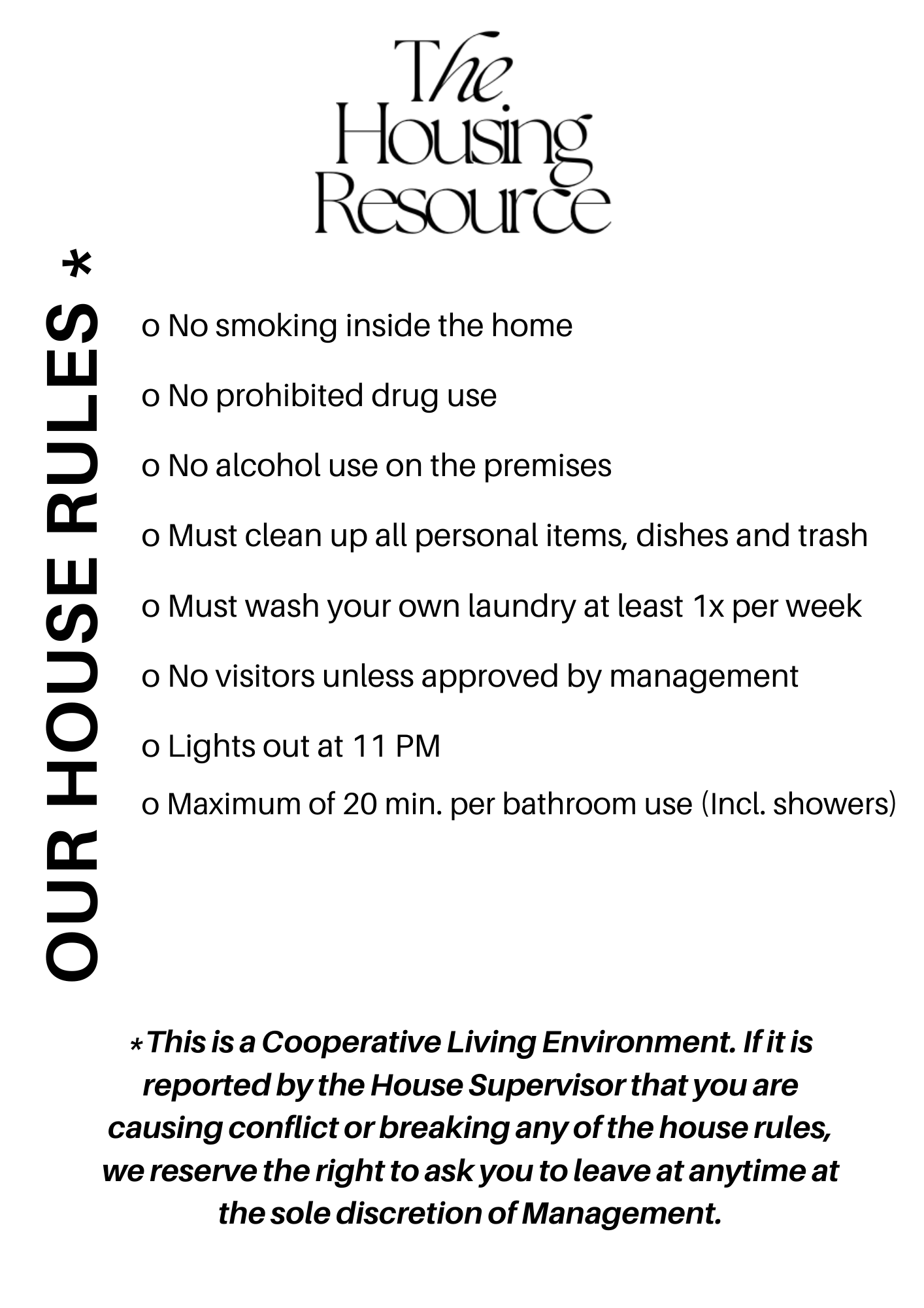 House Rules — Housing Resource