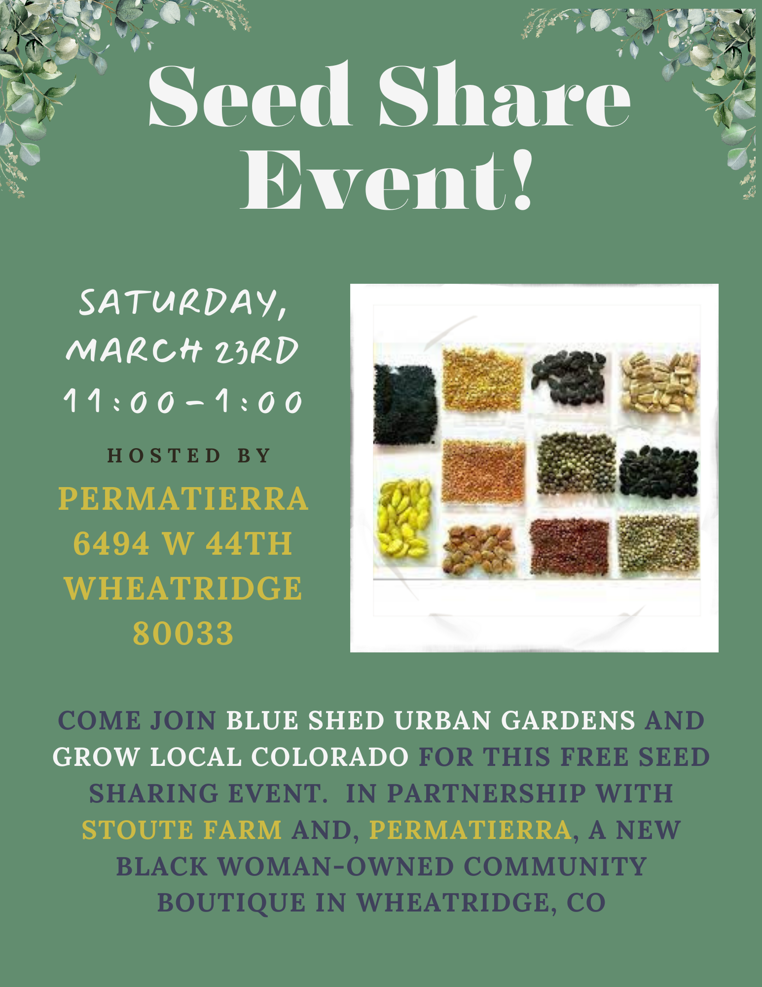 Seed Share Event — Blue Shed Urban Gardens