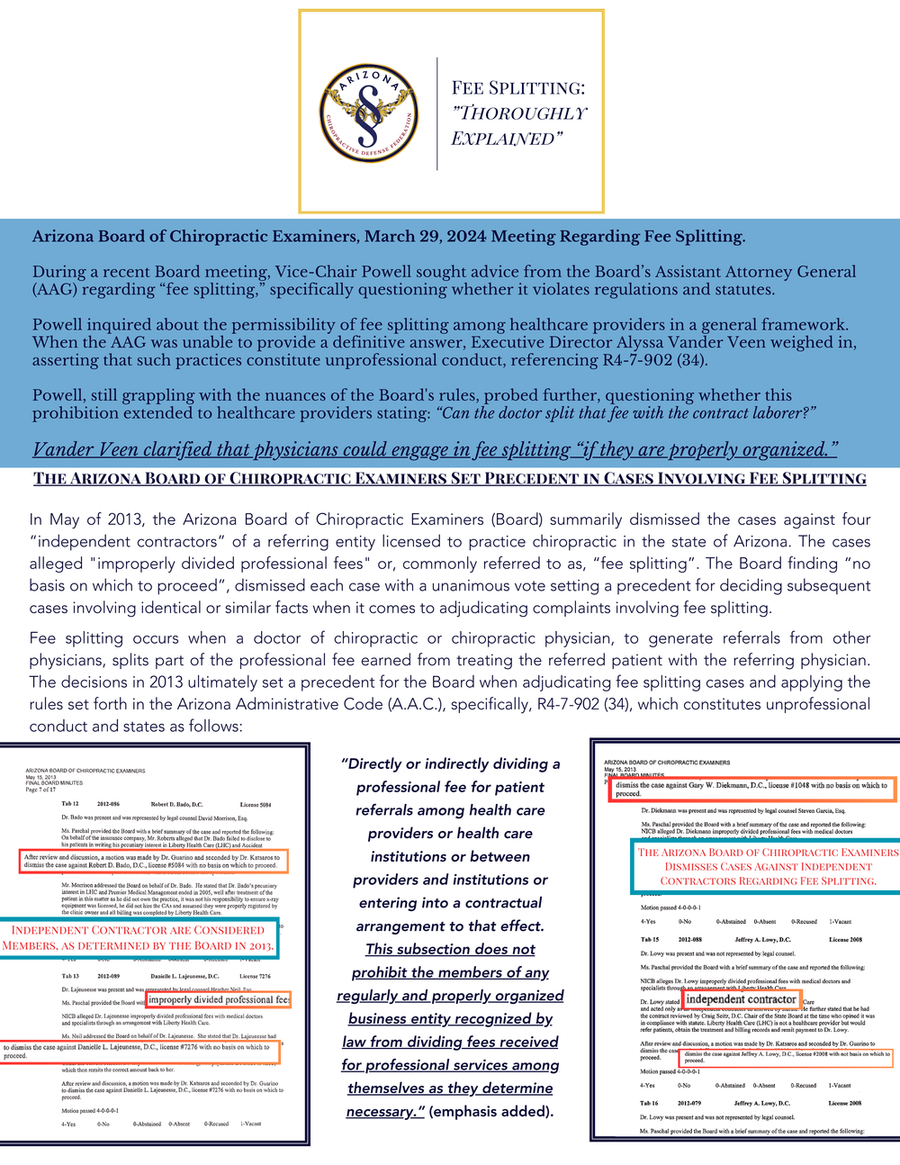 Fee Splitting: “Thoroughly Explained” — AZ Chiropractive Defense Federation