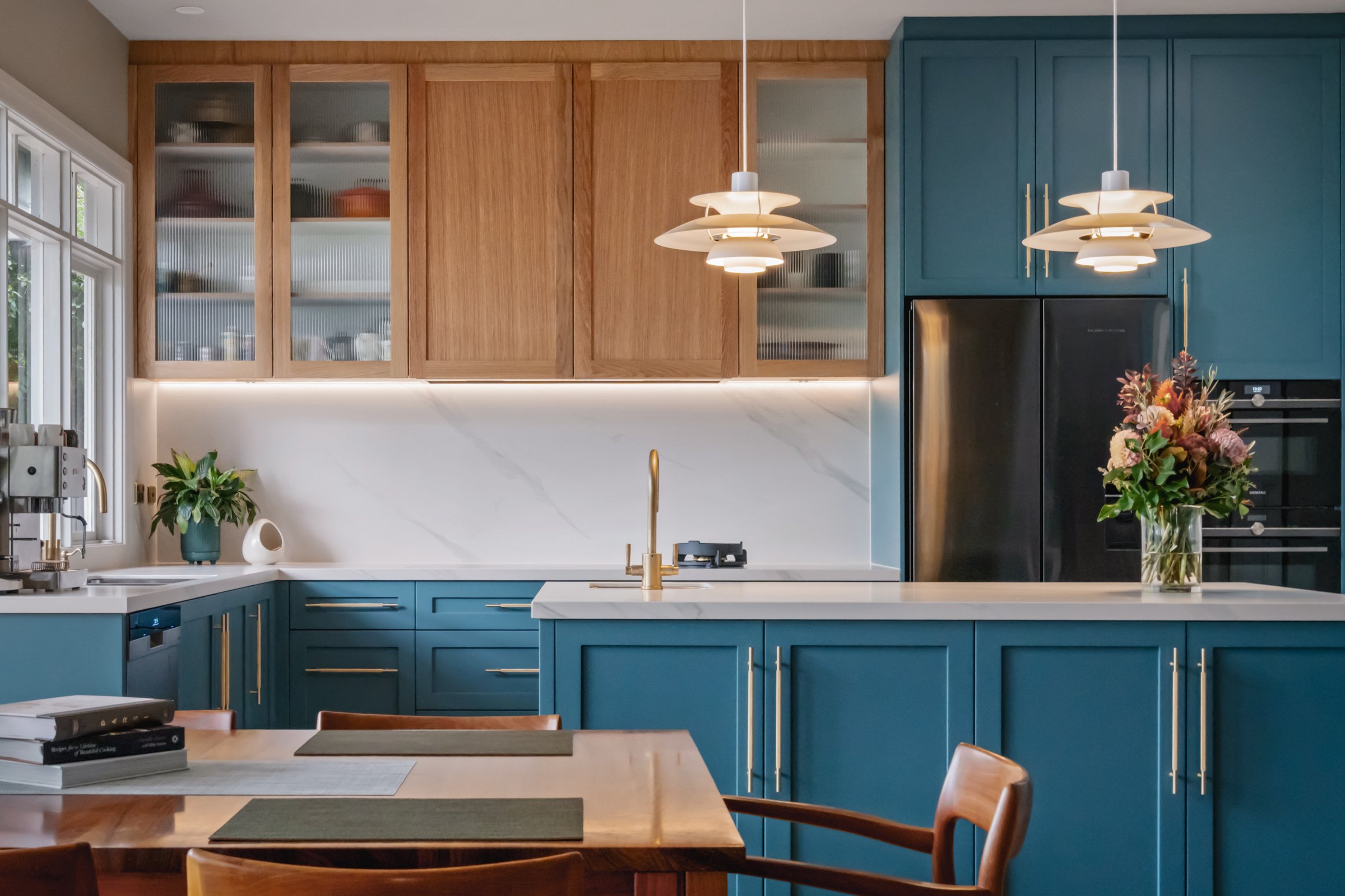 ROCHESTER | modern blue new deco kitchen with island bench | Smith & Smith