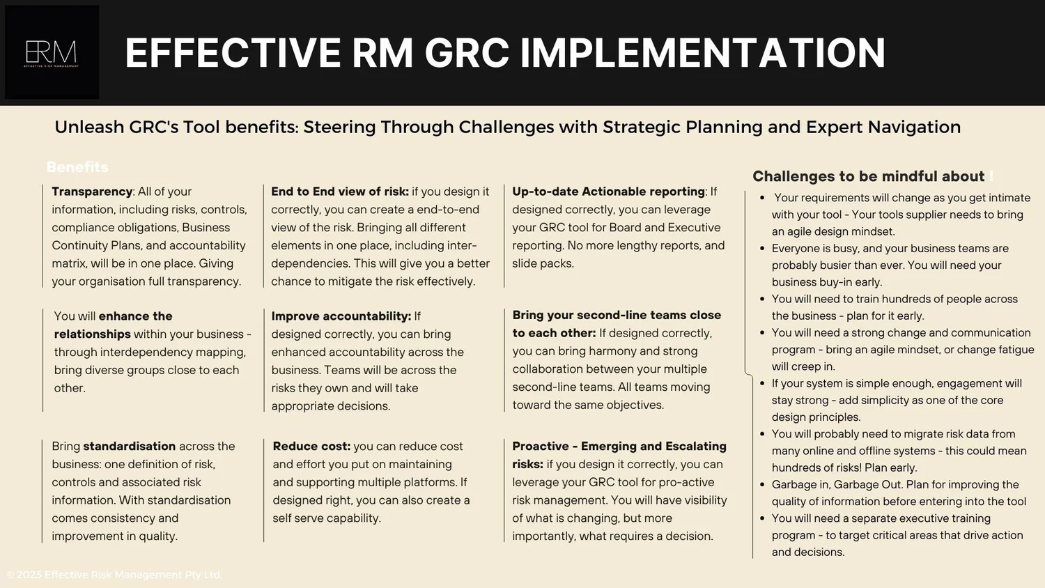 GRC tool implementation challenges — Effective RM