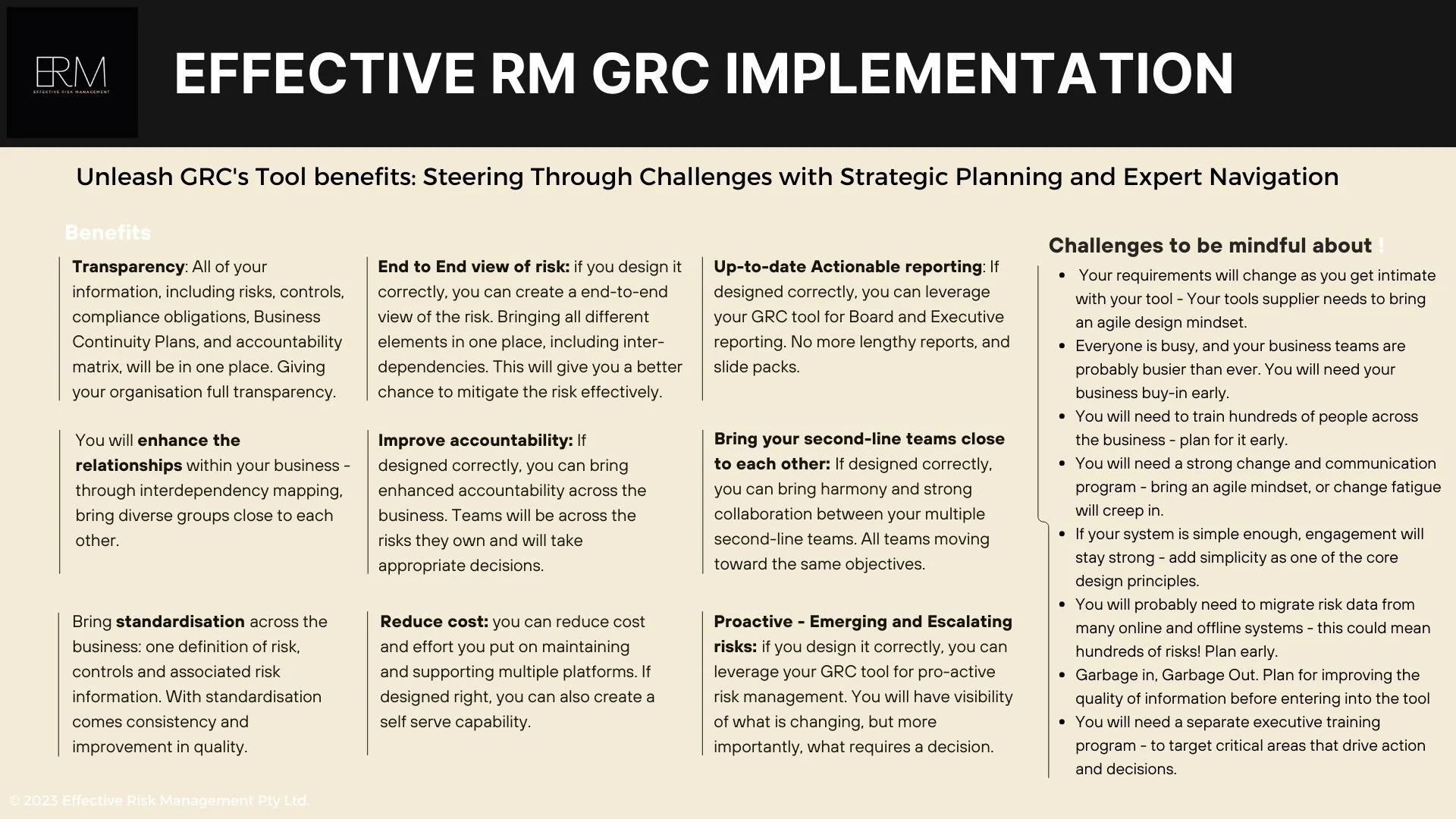 GRC tool implementation challenges — Effective RM