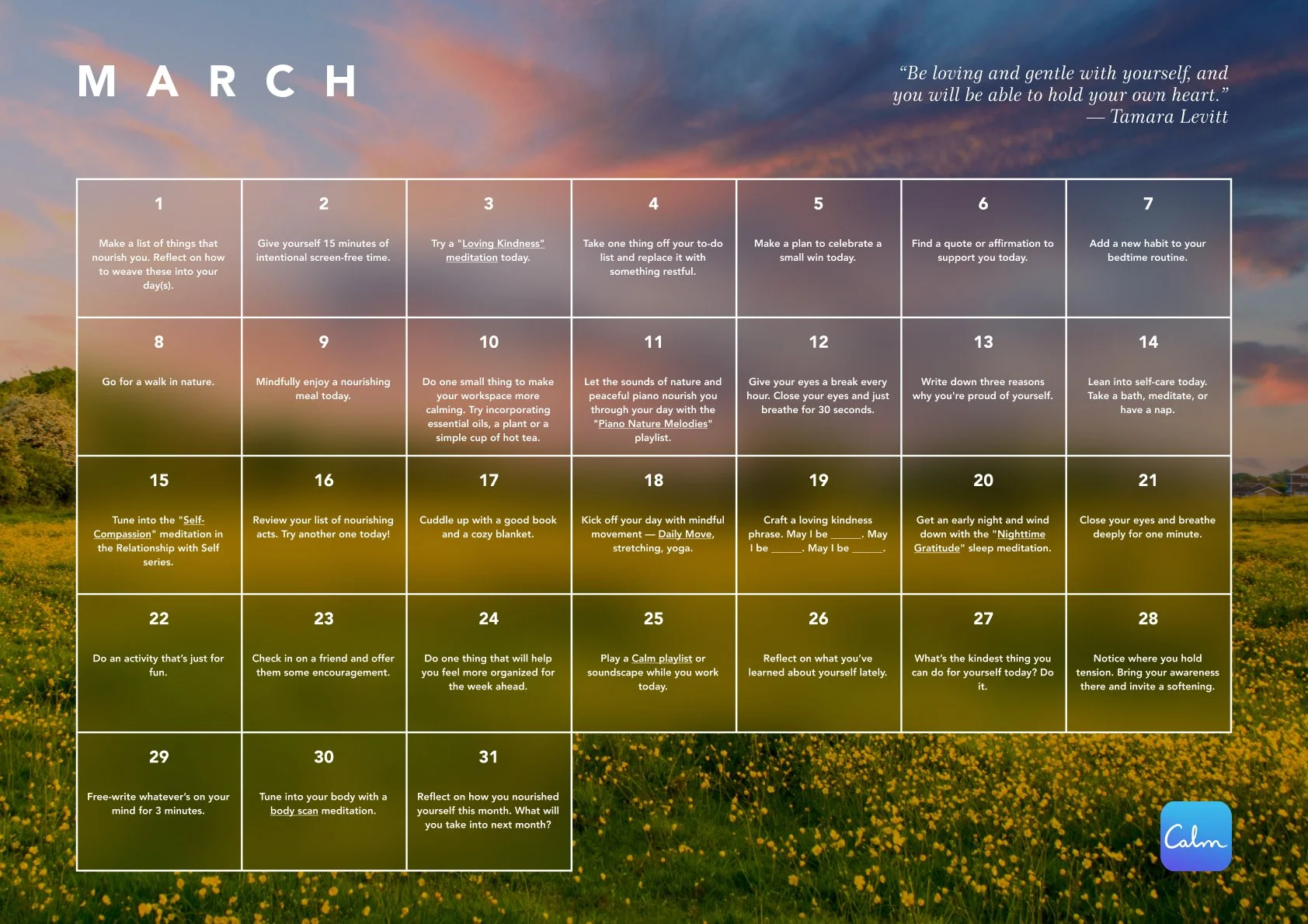 The Calm Calendar: Daily mindfulness prompts to support your wellbeing ...