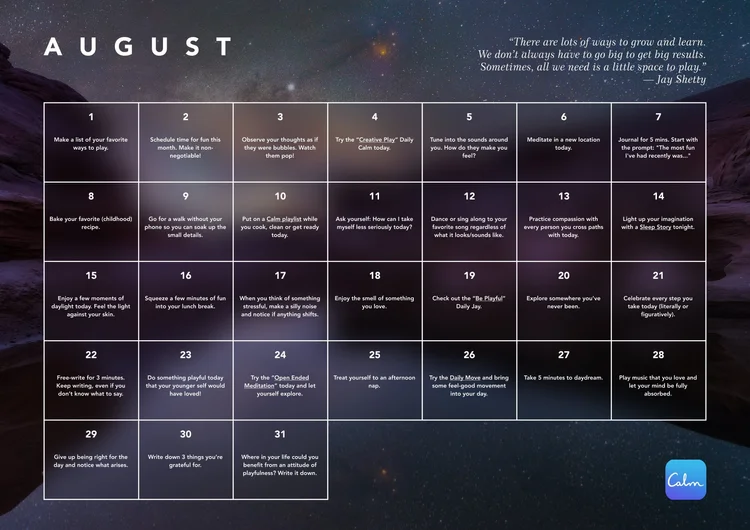 The Calm Calendar: Daily mindfulness prompts to support your wellbeing ...