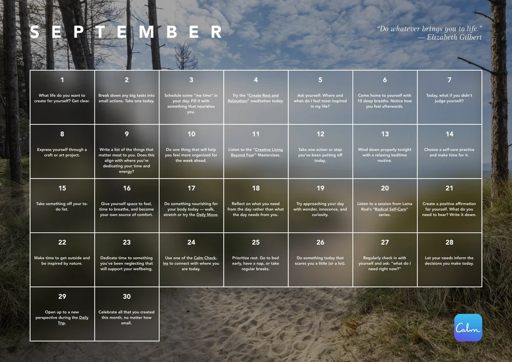 The Calm Calendar: Daily mindfulness prompts to support your wellbeing ...