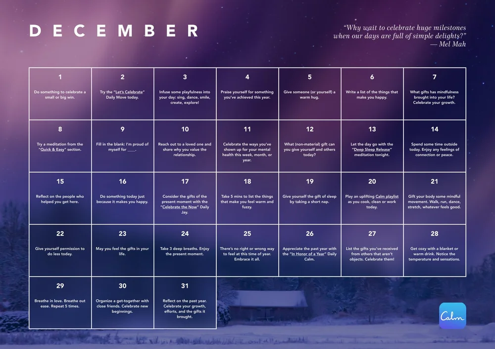 The Calm Calendar: Daily mindfulness prompts to support your wellbeing ...