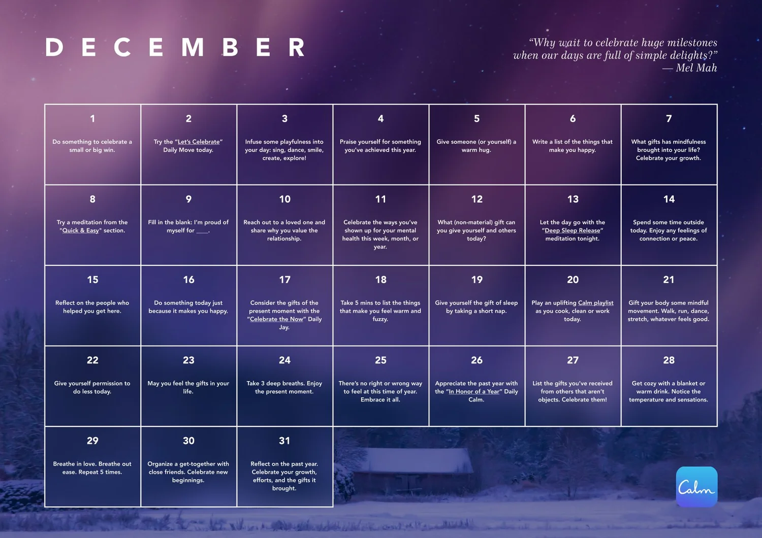 The Calm Calendar: Daily mindfulness prompts to support your wellbeing ...