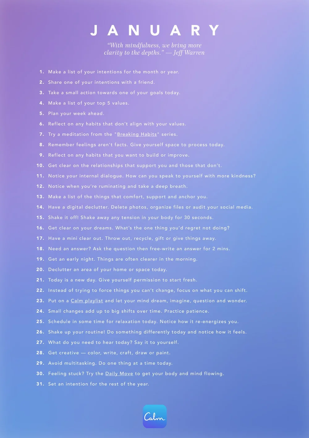 The Calm Calendar: Daily mindfulness prompts to support your wellbeing ...