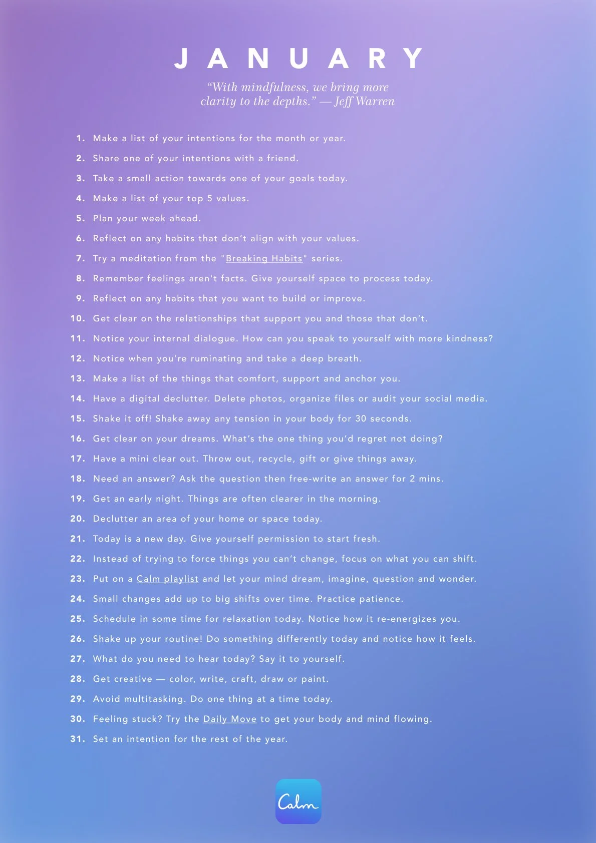 The Calm Calendar: Daily mindfulness prompts to support your wellbeing ...