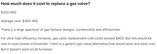How Much Does It Cost To Replace A Gas Valve