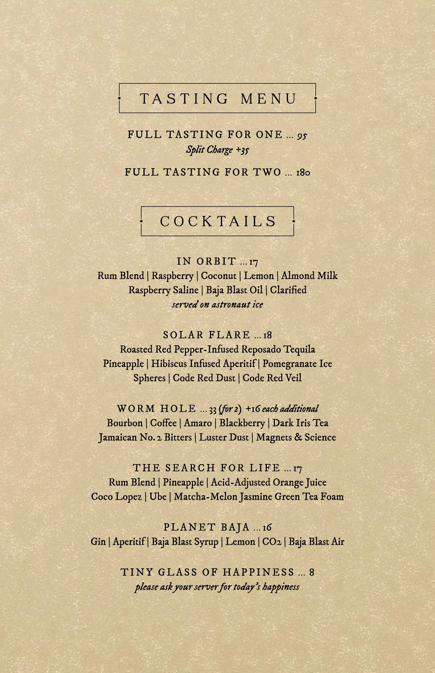 Menu — AGENCY COCKTAIL LOUNGE