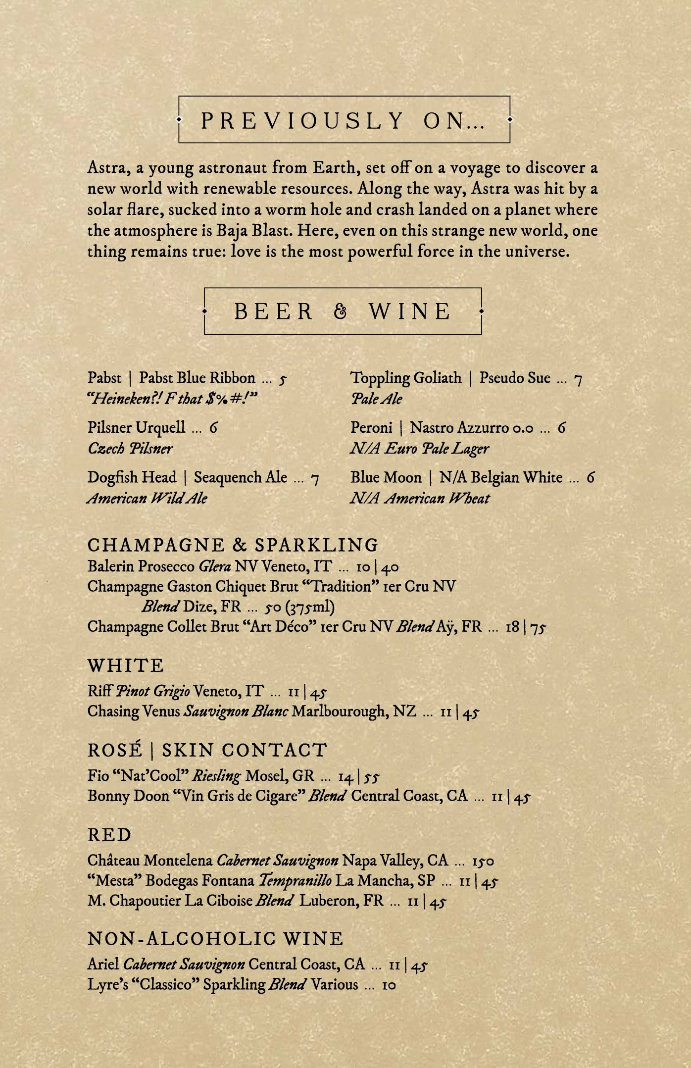 Menu — AGENCY COCKTAIL LOUNGE