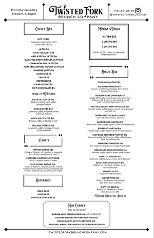 Menu — Twisted Fork Brunch Company