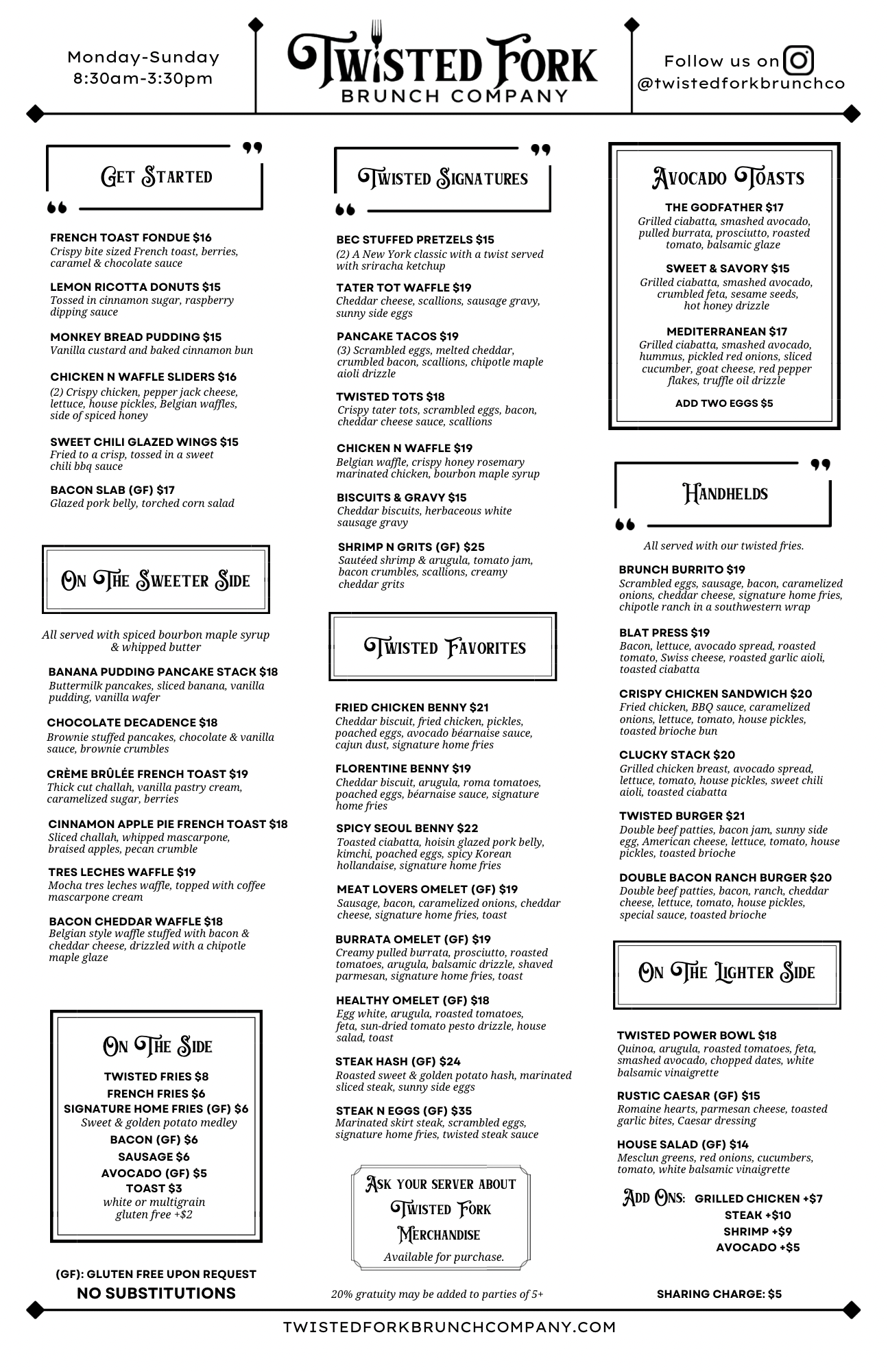 Menu — Twisted Fork Brunch Company