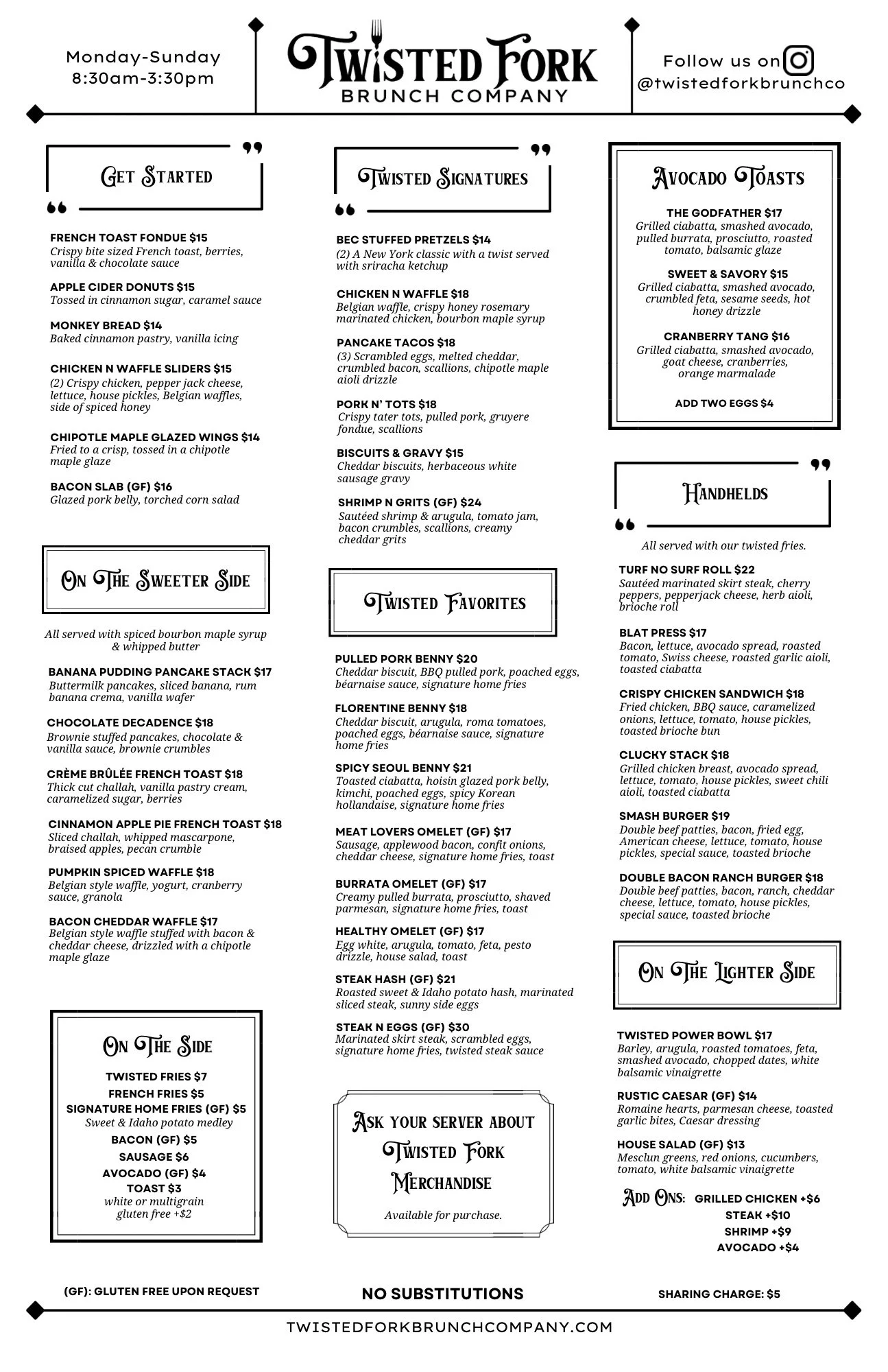 Menu — Twisted Fork Brunch Company